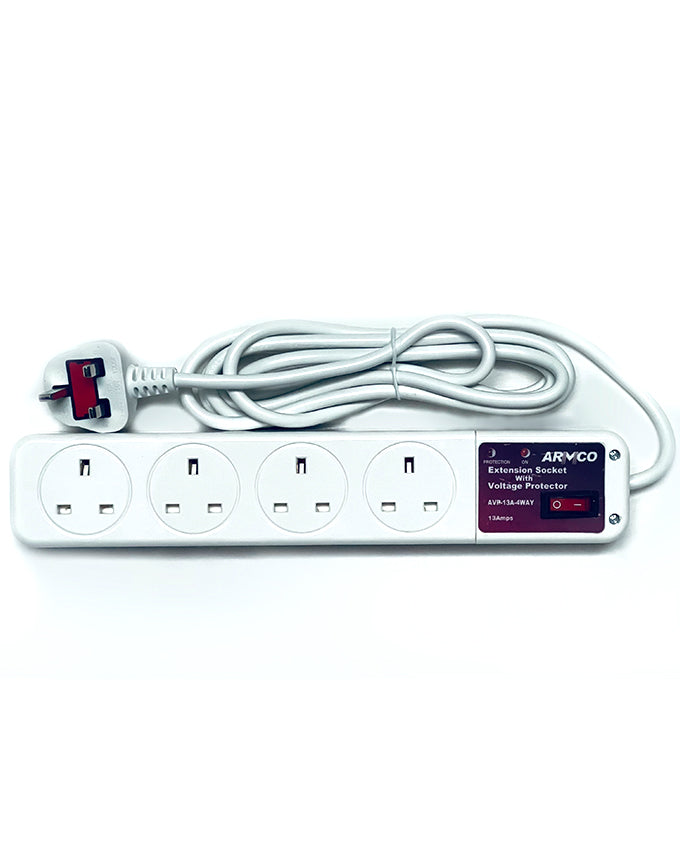 ARMCO AVP-13A-4WAY - 4 Way Extension Socket with 13Amp Volt Protector ...